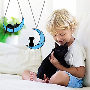 2 Pack Black Cat Decor for Cat Lovers Black Cat Gifts Cat Suncatcher Window Hanging Decor Cat Memorial Gift for Cat Lovers Cat Remembrance Gift Cat Loss Gifts Cat Lover Gifts for Women