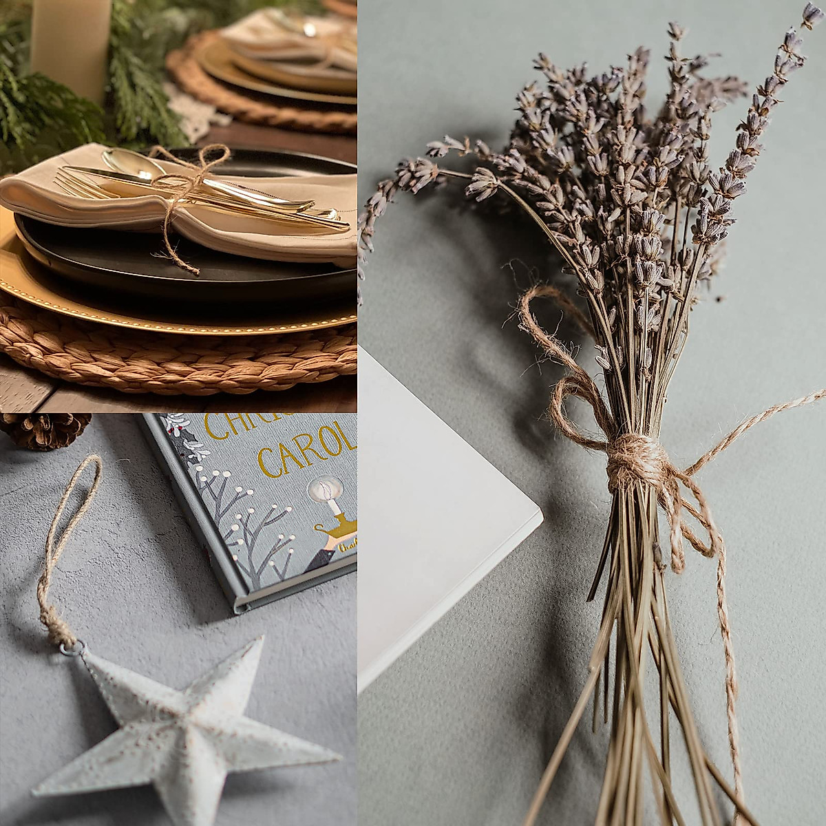 tifanso Natural Jute Twine String - 328 Feet Garden Twine, Twine for Crafts, Hemp Twine Rope, Brown Jute Twine for Gift Wrapping, Gardening, Packing and Wedding Decor