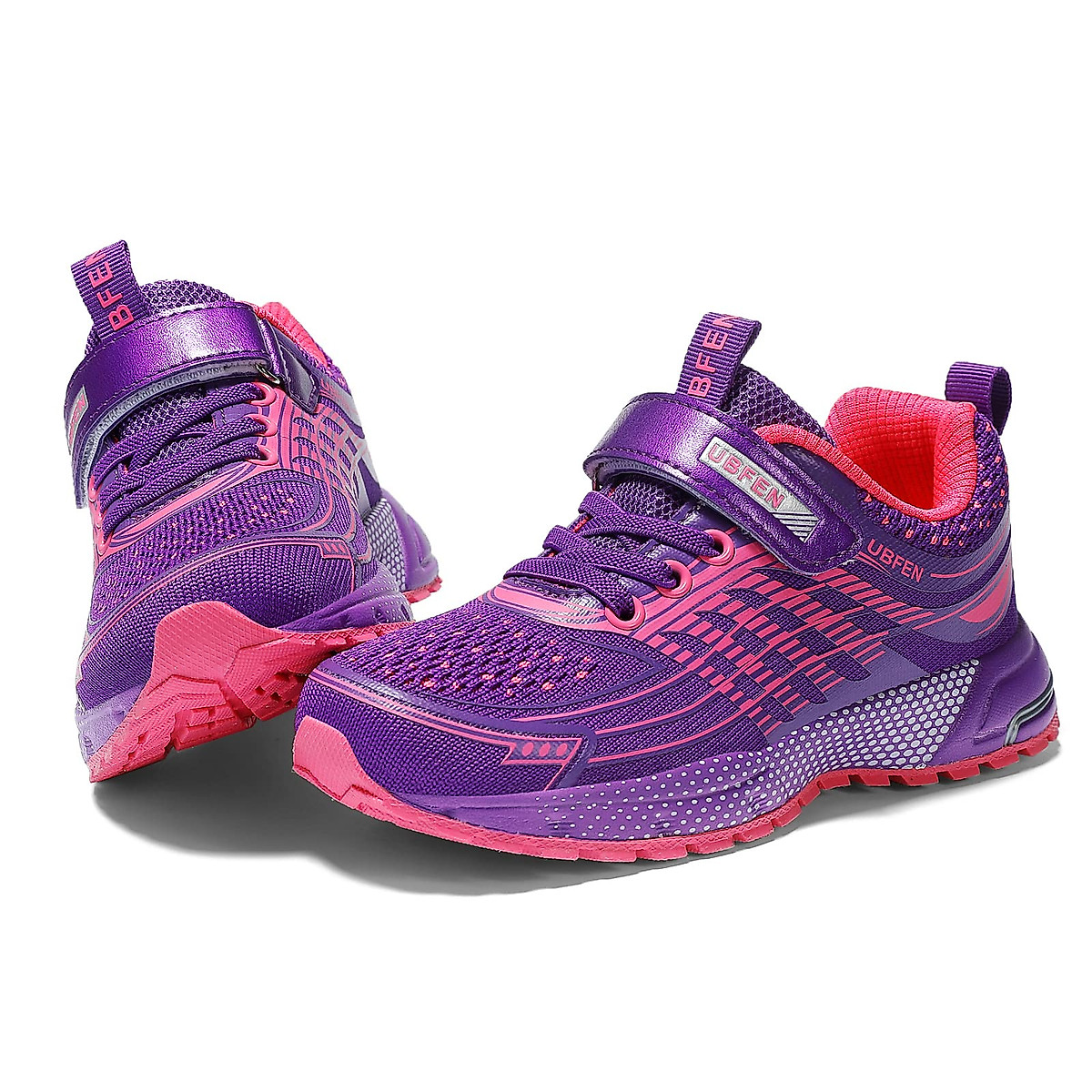 UBFEN Kids Sneakers Boys Girls Tennis Shoes for Running Athletic Walking Gym Sports Lightweight Breathable A Purple