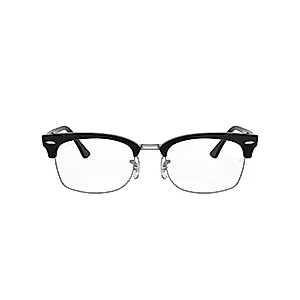 Ray-Ban RX3916VF Clubmaster Square Low Bridge Fit Prescription Eyeglass Frames, Shiny Black/Demo Lens, 55 mm