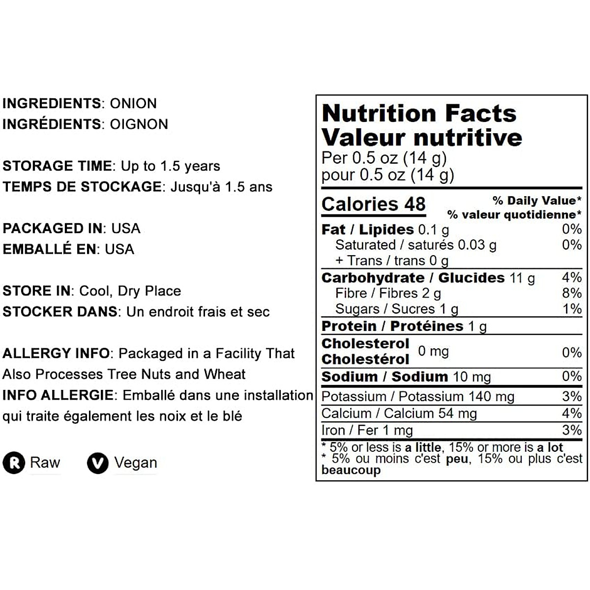 Food to Live Onion Powder, 8 Ounces - Finely Ground Dried Onions, Vegan, Rich Onion Flavor, High in Vitamin C, Dietary Fiber