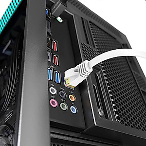 Ercielook Ethernet Cable 100 ft High Speed, Cat 6 Flat Network Cable with Rj45 Connectors, Long LAN Cable with Clips - White 30 M