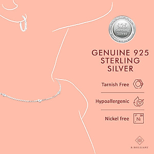 B. BRILLIANT Red Choker Necklace Sterling Silver Red Crystal Round Solitaire Dainty Short Fashion Trendy Pendant for Women, 13-16 Inches