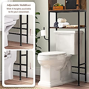 LAVIEVERT Over The Toilet Storage Rack with 2 Cabinets, 4-Tier Industrial Bathroom Organizer Shelves, Freestanding Space Saver Toilet Stands for Restroom, Laundry - Rustic Brown