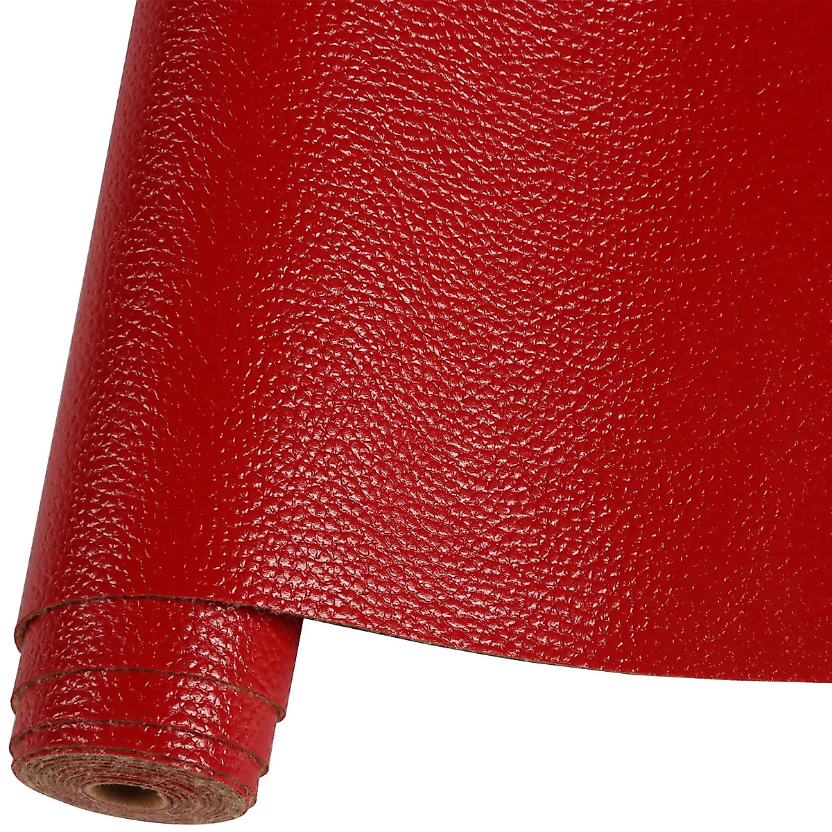 Solid Color Red Faux Leather 10 "X53" (25cmX135cm), Faux Leather Sheets Roll Very Suitable for Making Crafts, Leather Earrings, Bows,Sewing (Red)