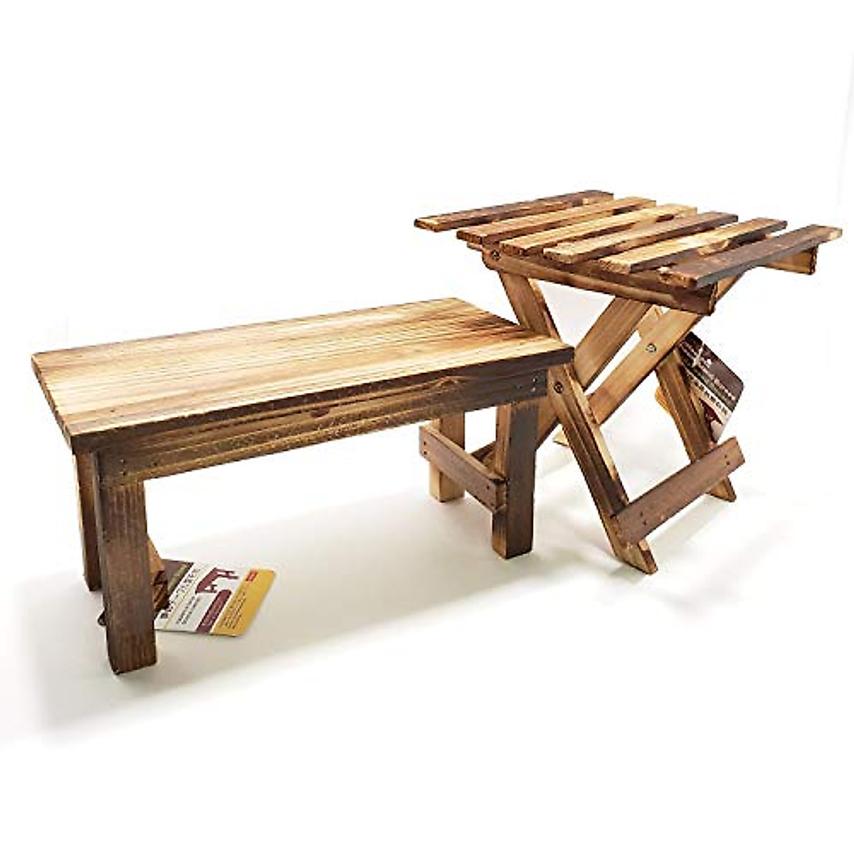 Burned Cedar Wood Bonsai Tree, Flower and Plant Stands Bundle