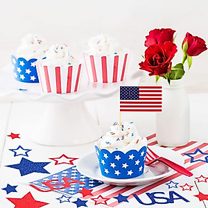 Whaline 300Pcs Independence Day Confetti 4th of July Glitter Red Blue White American Flag USA Patriotic Table Confetti Twinkle Stars Table Centerpiece for National Day Memorial Day Party Decorations