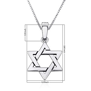 Marina Jewellery Classic Star Of David Real 925 Sterling Silver 18" Chain Necklace with Jewish Pendant Charm Shield of David.