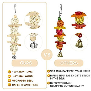 GWHOLE 8 PCS Bird Toys for Parakeets, Parrot Swing Chewing Hanging Standing Wooden Toys Bird Cage Accessories for Parrots Cockatiels Conures Budgies