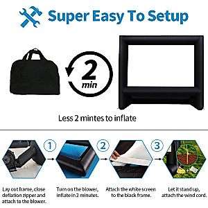 AZXRHWYGS 20 Feet Inflatable Movie Screen Outdoor Theater Blow Up Projection Screen with Carry Bag Blower for Front and Rear Projection Home Theater Backyard Pool Fun