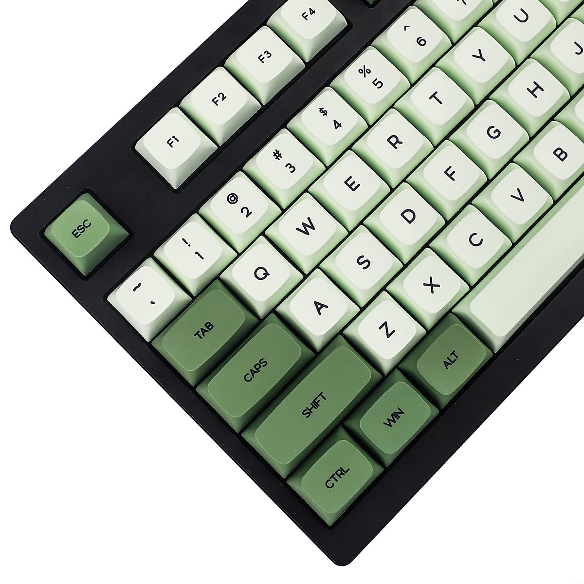 Matcha Dye Sub ZDA PBT Keycap Similar to XDA Japanese Korean Russian for MX Keyboard 104 87 61 Melody 96 KBD75 ID80 GK64 68（Only Keycap） (Matcha English Base Kit)