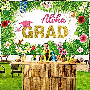 Tropical Aloha Graduation Party Backdrop 2023 | Aloha Graduation Banner 2023 | Summer Hawaiian Luau Congrats Grad Class of 2023 Photography Background Banner | College Graduation Party Decorations