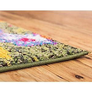 Unique Loom Estrella Collection Floral, Landscape, Abstract, Modern, Fields Area Rug, 5' 1" x 8' 0", Multi/Green
