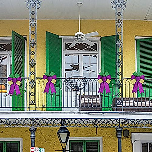 Hying 2 Pieces Mardi Gras Bows for Wreath, Mardi Gras Wreath Bows Glitter Green Purple Gold Bows Fat Tuesday Gift Bows for Front Door Mardi Gras Masquerade Cosplay Party Decor Supplies