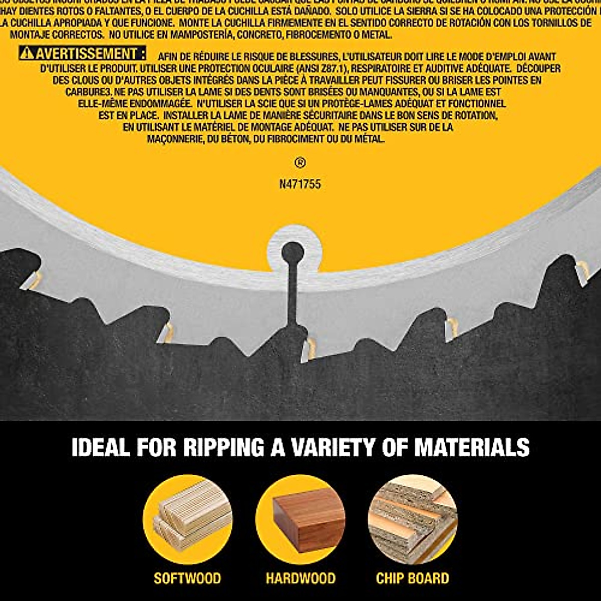 DEWALT 10-Inch Miter / Table Saw Blade, ATB, Thin Kerf, 5/8-Inch Arbor, 24-Tooth (DW3112)
