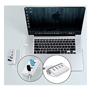 Aluminum 4 Port USB 3.0 Hub 5Gbps High Super Speed Adapter Cable for PC Laptop