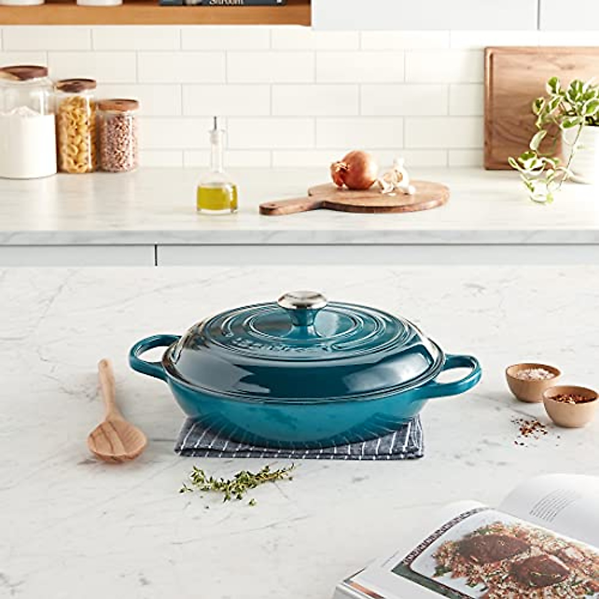 Le Creuset Enameled Cast Iron Signature Braiser, 3.5 qt., Deep Teal