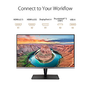 ASUS ProArt Display 32” 4K HDR Computer Monitor (PA32UCG-K) - UHD (3840 x 2160), Mini-LED IPS, 1600nits, 120Hz, 10-bit, Thunderbolt 3, HDMI2.1, w/Calibrator, Compatible With Laptop & Mac Monitor,Black