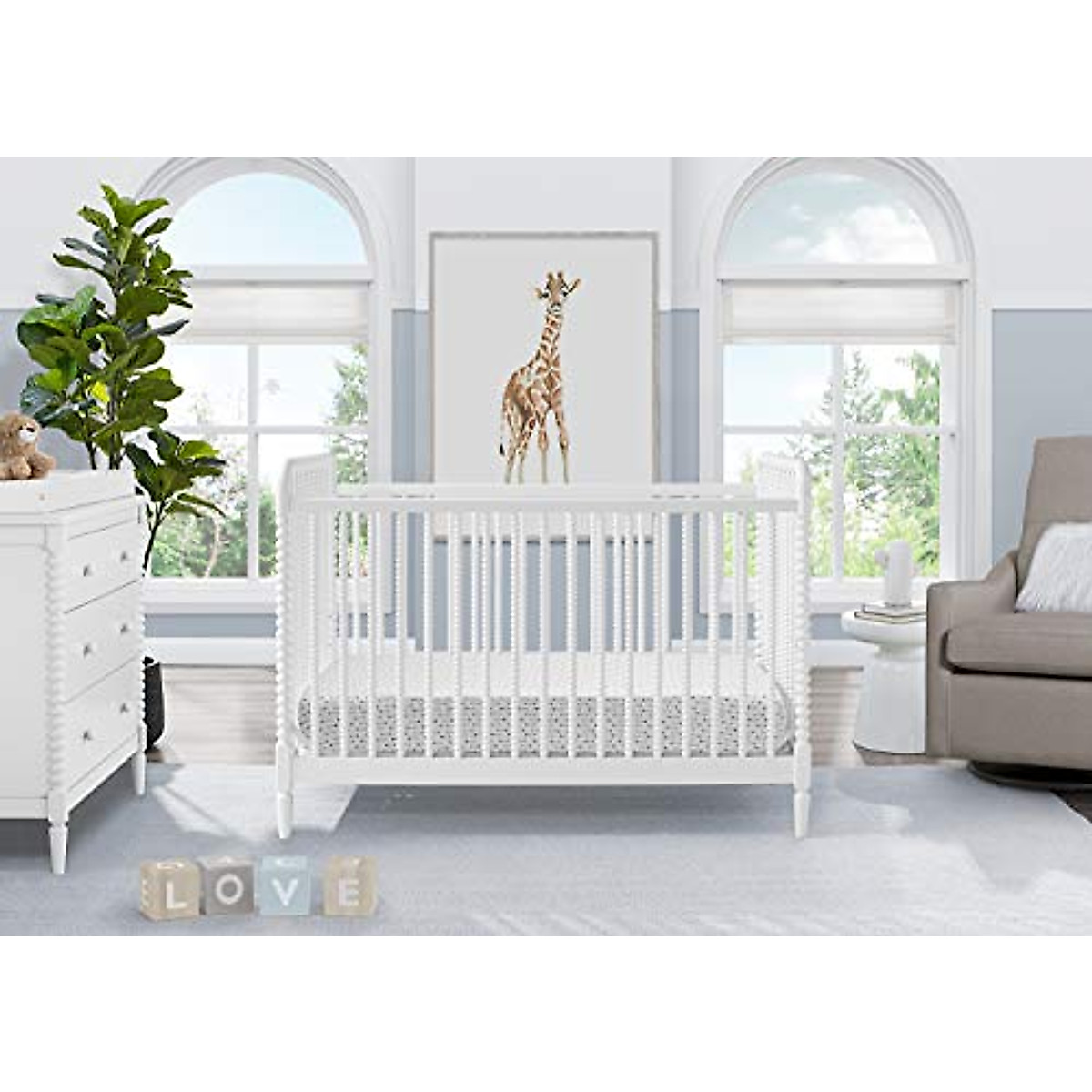 Delta Children Saint 4-in-1 Convertible Crib - Greenguard Gold Certified, Bianca White