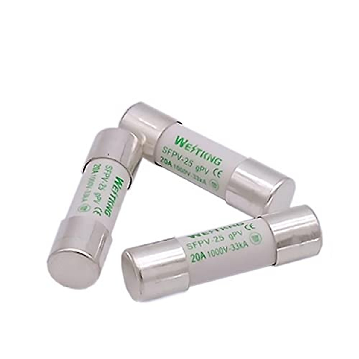 100Pcs PV Solar Fuse 1000V DC 10 * 38mm 1A 3A 5A 10A 15A 20A 25A 30A for Photovoltaic Power System (Size : 20A)