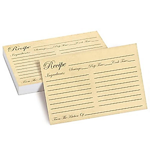 60-Pack Juvale Recipe Cards Double Sided, Bulk Pack Thick Vintage Index Cards 4x6 for Cooking, Baking and Kitchen Organization, Restaurants, Cafes, Diners, Recipes