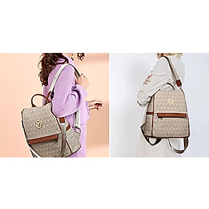 MKP Women Fashion Medium Backpack Purse (Beige and Beige)