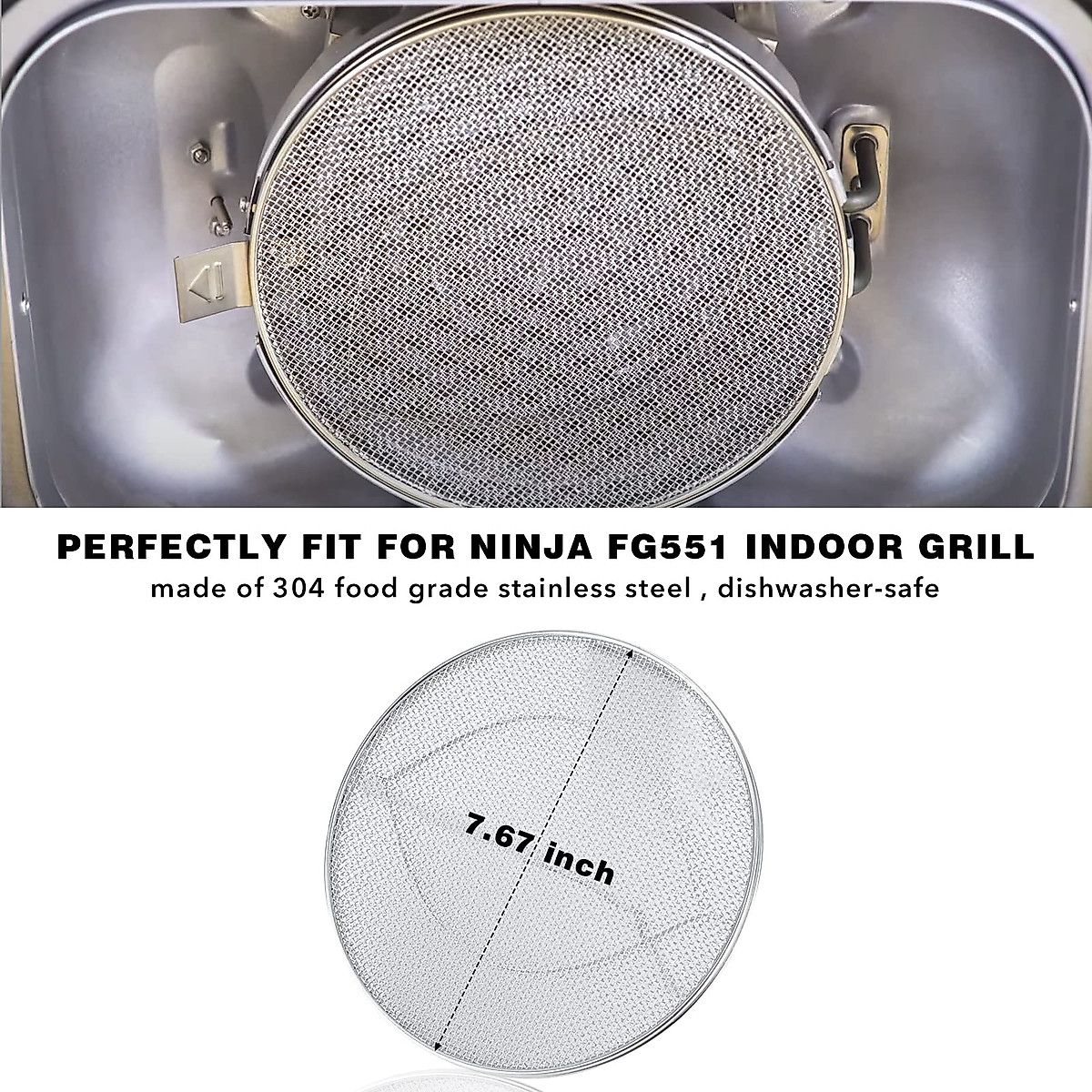 Stainless Steel Splatter Shield for FG551 Foodi, Accessories for Reusable Foodi Smart XL 6-in-1 Indoor Grill, Foodi Smart XL Accessories, Foodi Grill Air Fryer Accessories, Dishwasher safe