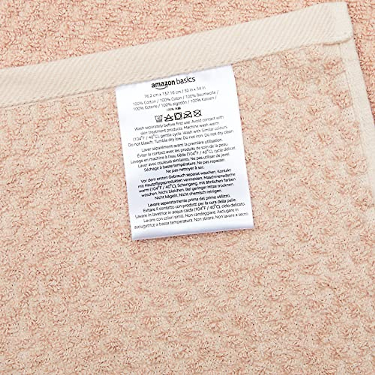 Amazon Basics Odor Resistant Textured Bath Towel Set - 6-Pieces, Blush