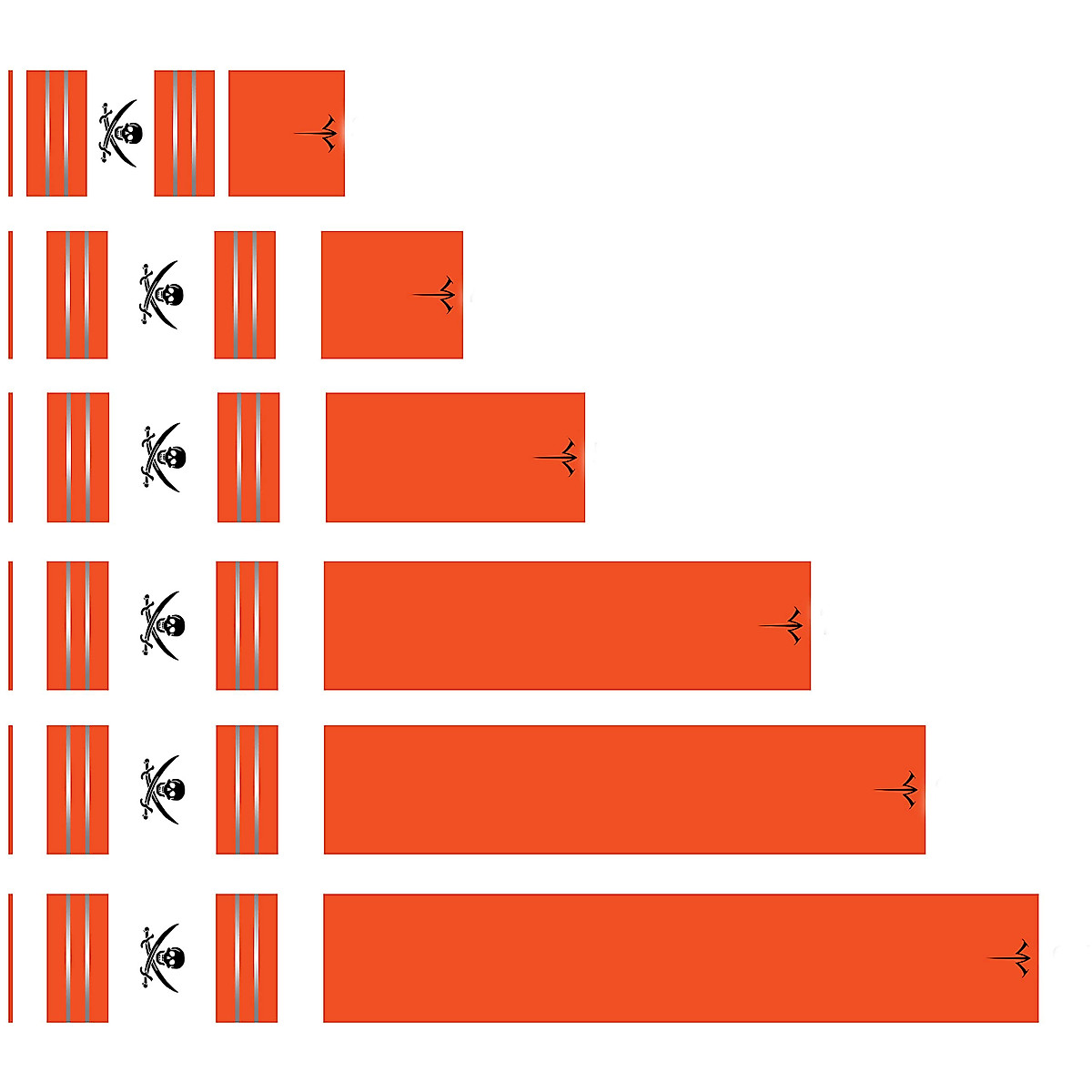 White Water Archery Non-Laminated Skull and Swords Calico Jack Orange Flag Traditional Arrow Wraps 15 Pc Choose Length Width (5, 1.12)