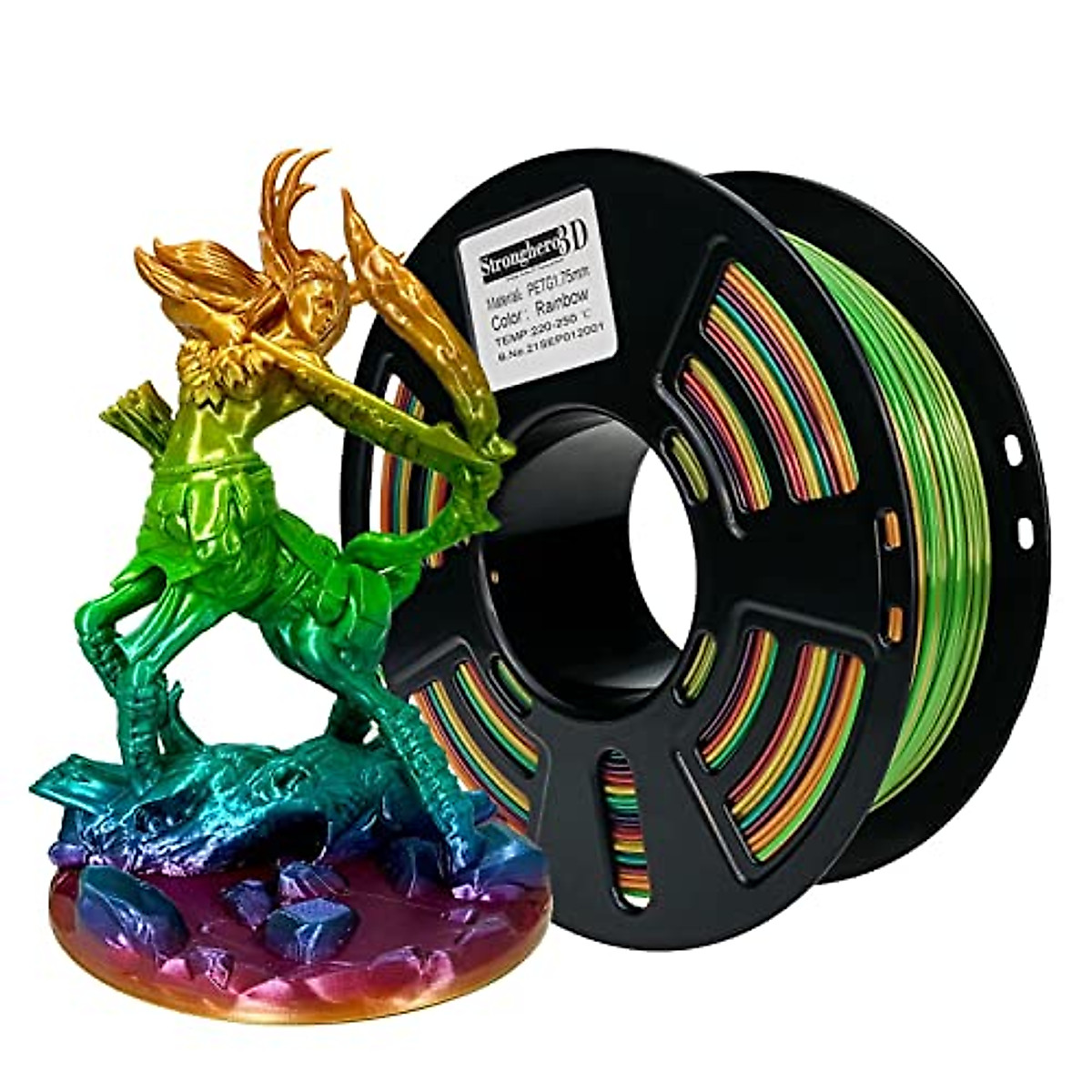 Stronghero3D PETG 3D Printer Filament 1.75mm Rainbow 1kg for Anet Creality Ender3 Prusa