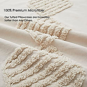 Oli Anderson Pillow Cases Standard Size Set of 2, Tufted and Super Soft Decorative Pillow Covers with Envelope Closure, 20x26 inches, Beige