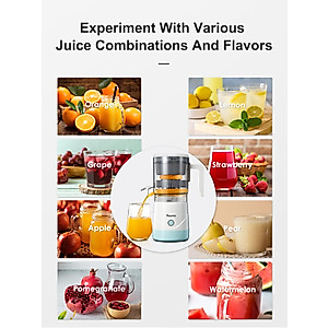 Electric Citrus Juicer, Reemix Full-Automatic Orange Juicer Squeezer for Orange, Lemon, Grapefruit, Citrus Juicer with Cleaning Brush, Easy to Clean and Use (White)