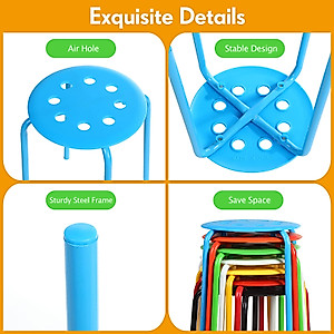 8 Pack Stacking Stools Classroom Stackable Stool Plastic Stack Stool Round Stacking Stool Set Student Round Stool Multipurpose Stool Chairs Flexible Seating for Kids Adult Home Classroom (White)