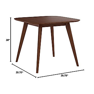 Christopher Knight Home Bass Mid Century Modern Square Faux Wood Dining Table, Walnut Finish, 35.75D x 35.75W x 30H in