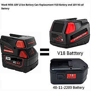 Adapter Converter Work With Milwaukee M18 18V Li-ion Battery for Milwaukee V18 48-11-1830 Battery;48-11-2200 48-11-2230 18V NI-CD Tool Battery Battery