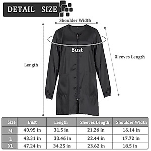 Exttlliy Chameleon Fabric Salon Smock Professional Stylist Jacket Waterproof Haircut Cape Barber Apron (Black, L)