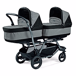 Peg Perego Duette Piroet - Double tandem Stroller - compatible with Primo Viaggio infant car seats - Made in Italy - Atmosphere (Grey)
