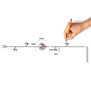 Fenthring Mushroom Bracelet Red Mushroom Moon Bracelet Sterling Silver Link Bracelets for Women Fairy Mushrooms Jewelry