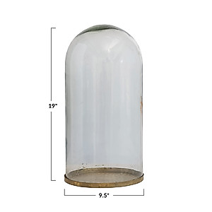 Creative Co-Op Decorative Glass Cloche with Metal Base, Antique Brass Finish