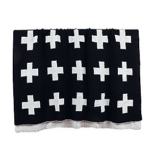 mimixong Baby Blankets Knitted Toddler Blankets Black and White with Cross Swiss Pattern for Boy and Girl 30×40 Inch Black