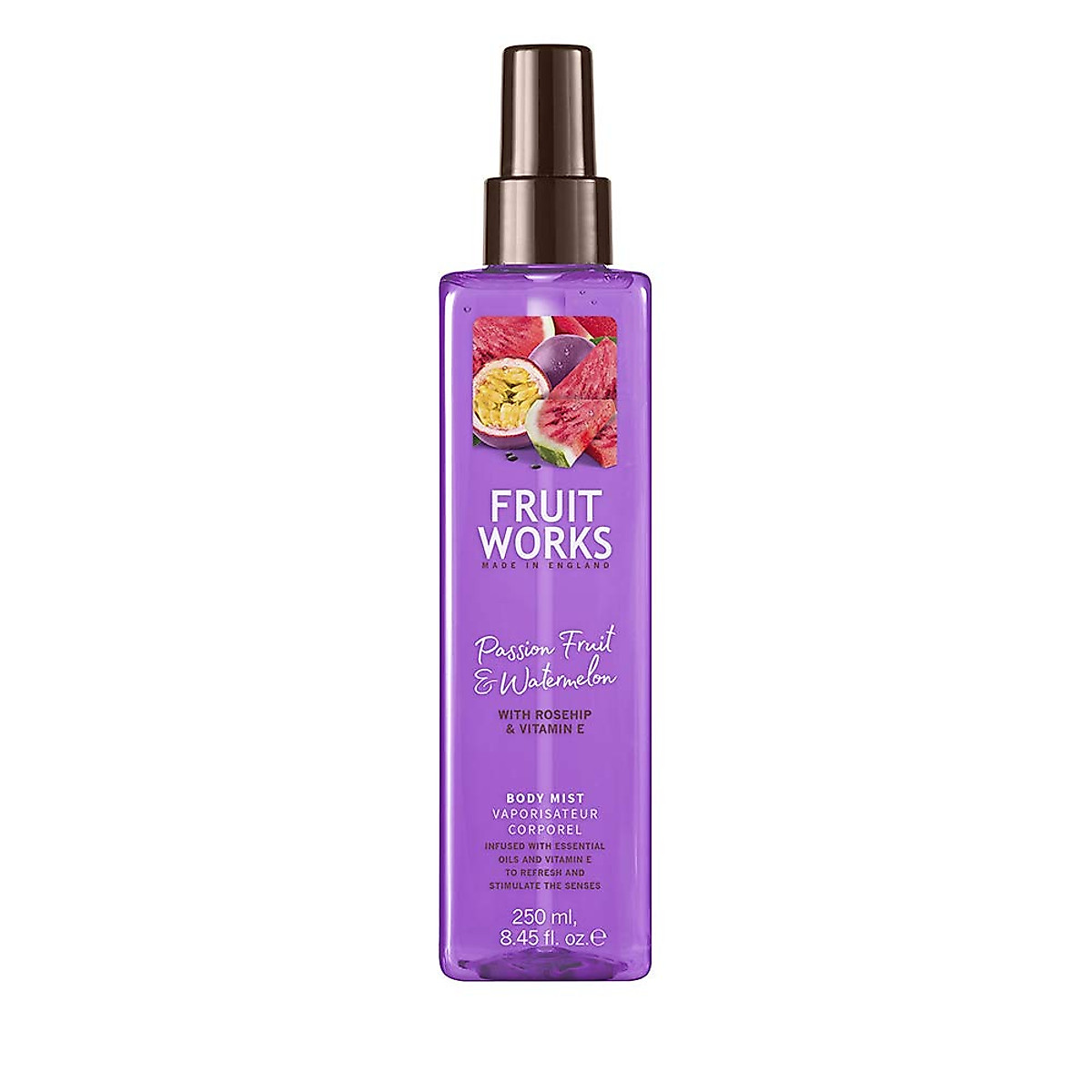 Fruit Works Passion Fruit & Watermelon Cruelty Free & Vegan Body Mist With Natural Extracts 1x 250ml
