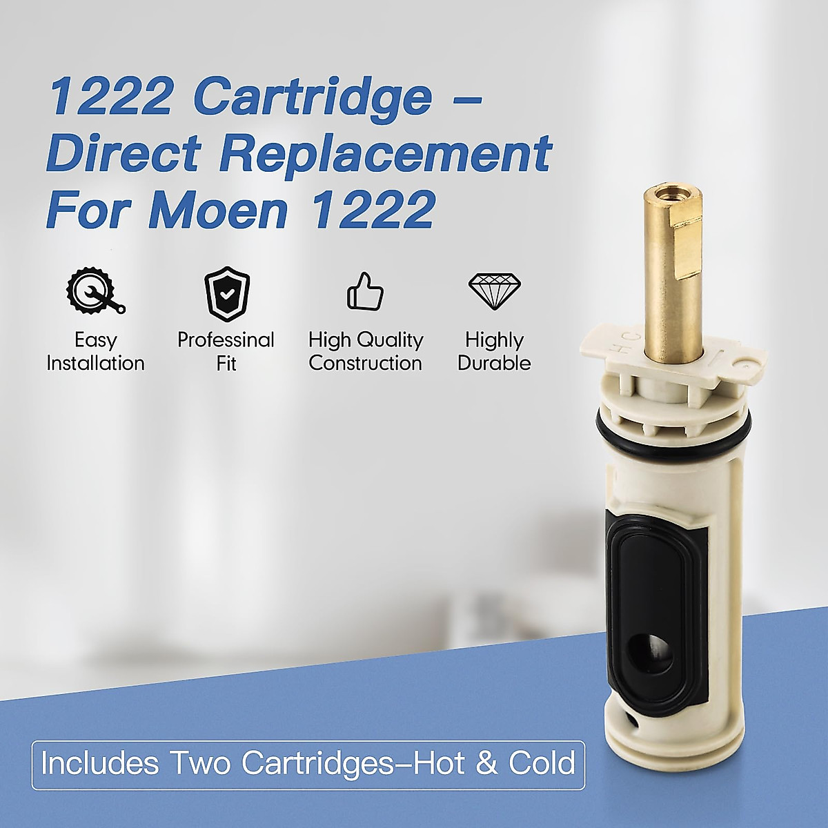 for Moen 1222 One-Handle Posi-Temp Faucet Cartridge Replacement,Compatible with Moen Tub Shower and Shower Only Configurations,Brass and Plastic