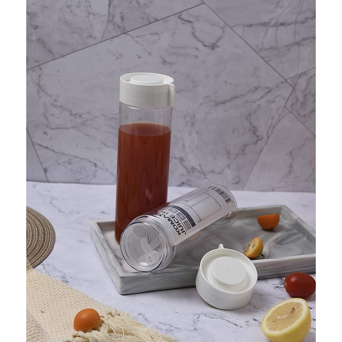 Komax Juice Bottles 18.5-oz | Set-of-6 Reusable Juice & Smoothie Bottles | Premium BPA-Free Plastic, Shatterproof, Leakproof, Freezer & Dishwasher Safe | Wide Mouth Juice & Smoothie Containers