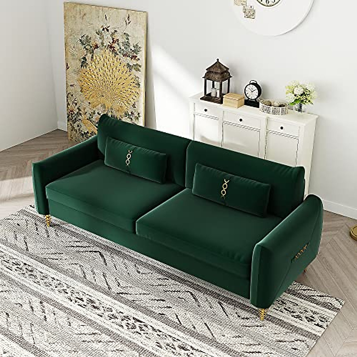 TUBAIHON Oversized Sectional Sofa Couch L Shaped U Shaped Convertible Chenille Modular Couch Set Deep Seat Couches for Modern Living Room/Apartment/Office (1, P19-green)