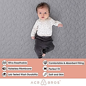 ACRABROS Pack n Play Sheets Fitted,2 Pack Waterproof Mini Crib Mattress Protector, Playard Sheets for Boys and Girls, Universal Fit Quilted Padded Ultra Soft,Gray & Pink