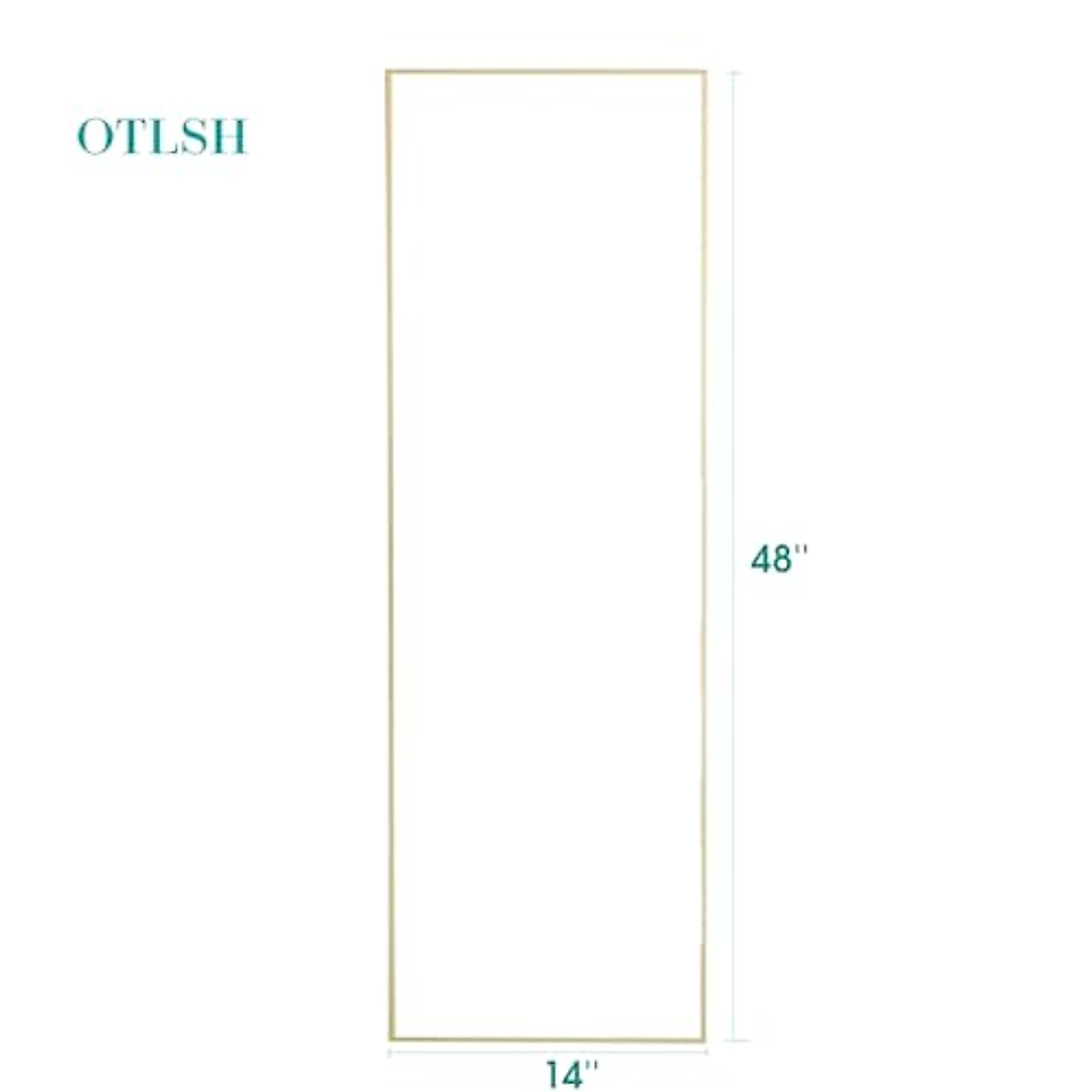 Otlsh 14"×48" Door Mirror,Full Length Mirror, Over The Door, Wall Mirror, Thin Frame, Aluminum Alloy, for Bedroom, Living Room, Entryway -Gold