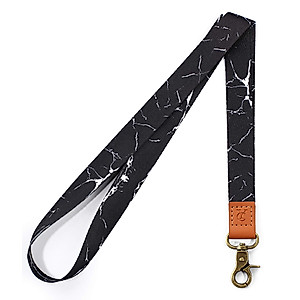 COOKOOKY Lanyard with id Holder Cute lanyards for Women Men Neck Lanyard for Keys id Badge Holder (Black marble)