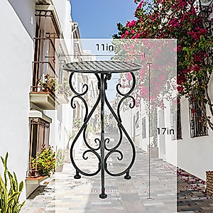 NAKUPE Metal Plant Stand, 17" Tall Heavy Duty Flower Pot Stand, Single Planter Holder for Indoor, Outdoor, Patio, Balcony, Porch, Garden, Black(1 Pack)