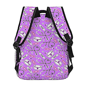 Nurse Doctors Print Backpack Large Capacity Laptop Bags Waterproof Lightweight Nurses Accessories for Work Medical Home Health Travel Clinical Bag Nursing Stuff Gifts CNA