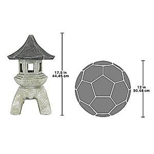 Design Toscano NG29870 Asian Decor Pagoda Lantern Outdoor Statue, Large 17 Inch, Polyresin, Two Tone Stone Finish